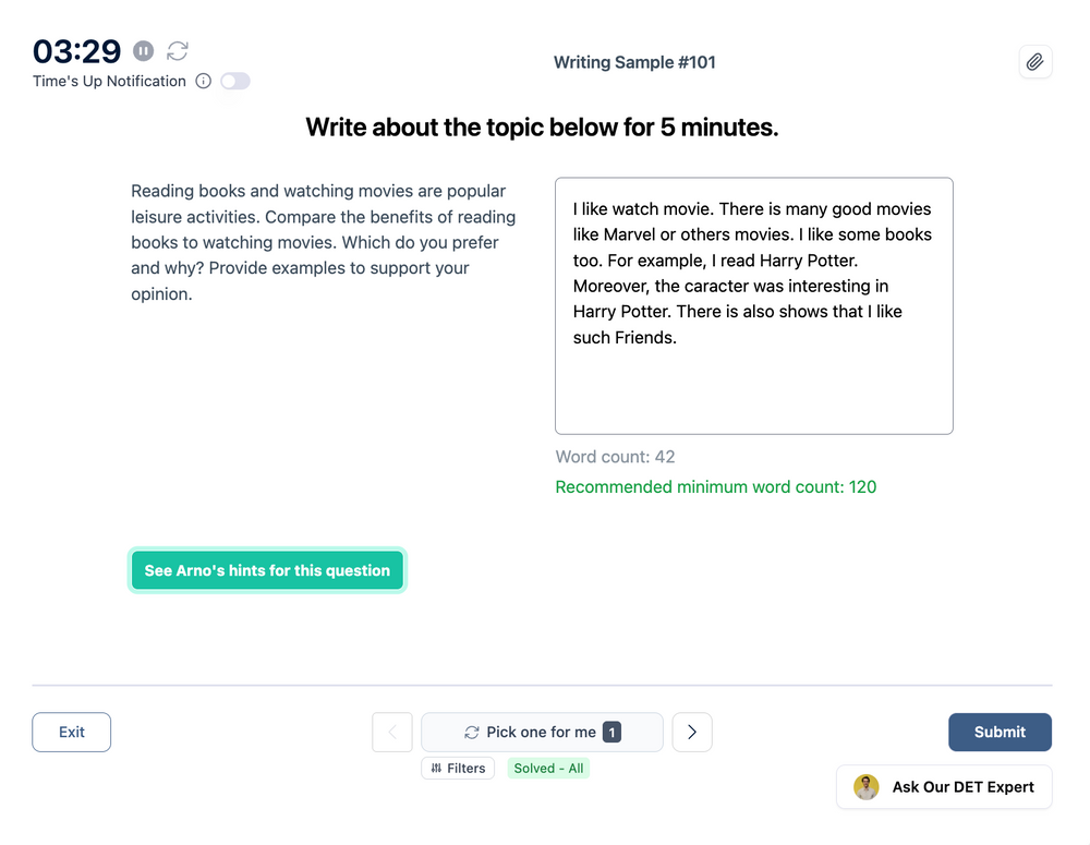 Writing Sample - Guide to Duolingo English Test Question (2026)
