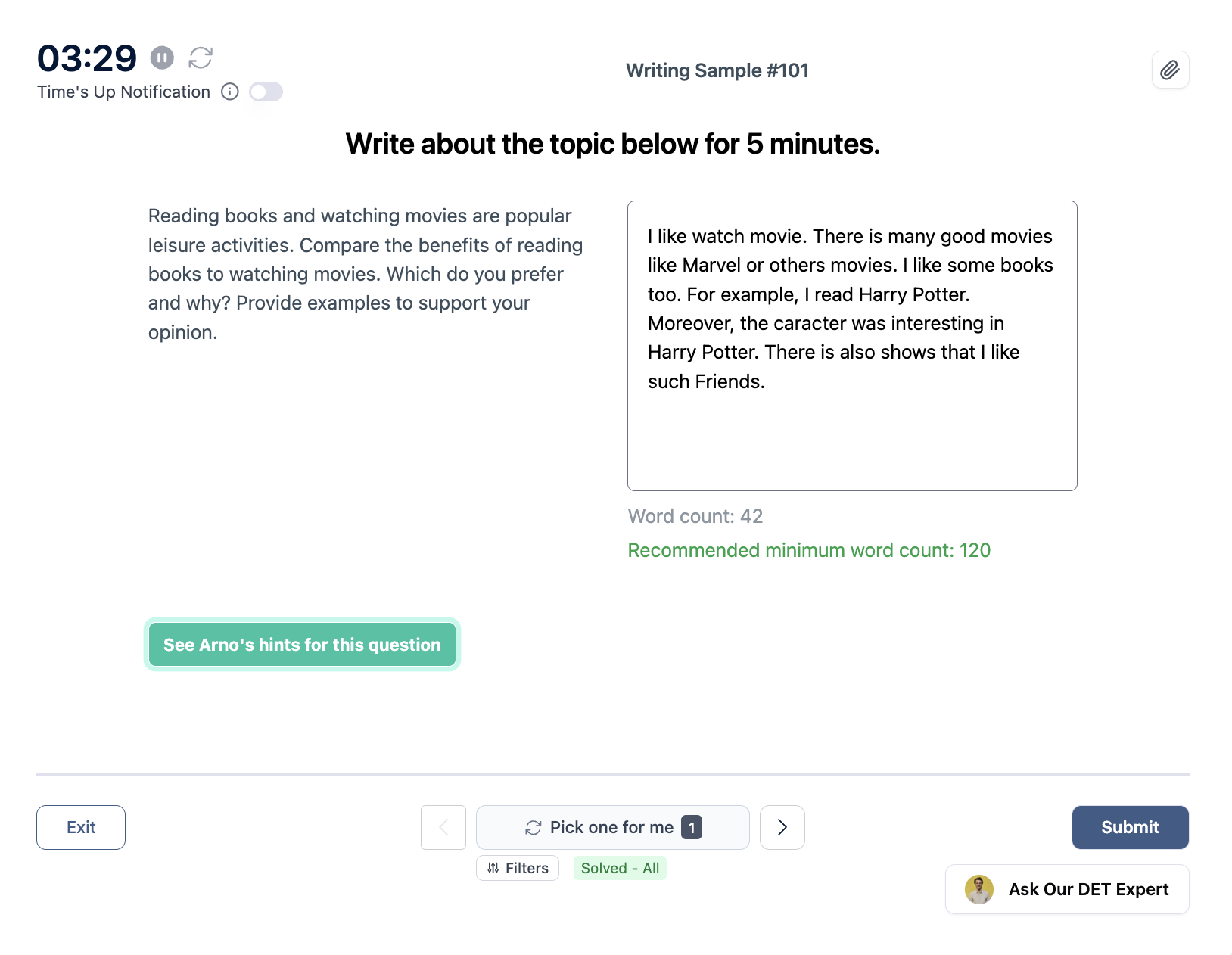 Writing Sample - Guide to Duolingo English Test Question (2026)