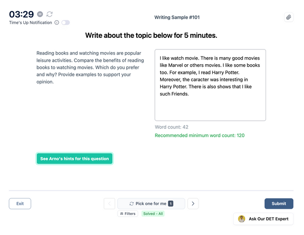 Writing Sample - Guide to Duolingo English Test Question (2026)